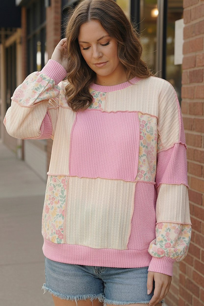 Floral Fields Pink Ribbed Colorblock – The Concetta Collection
